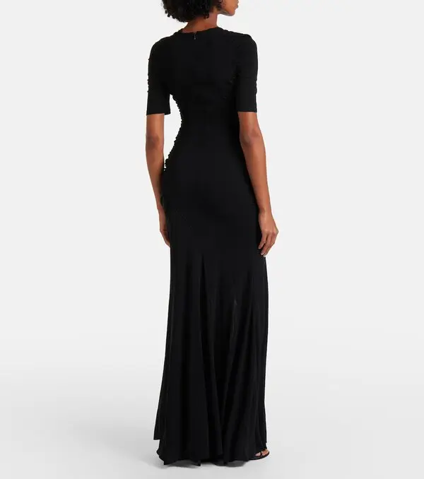 Victoria Beckham Ruched Crêpe Jersey Maxi Dress