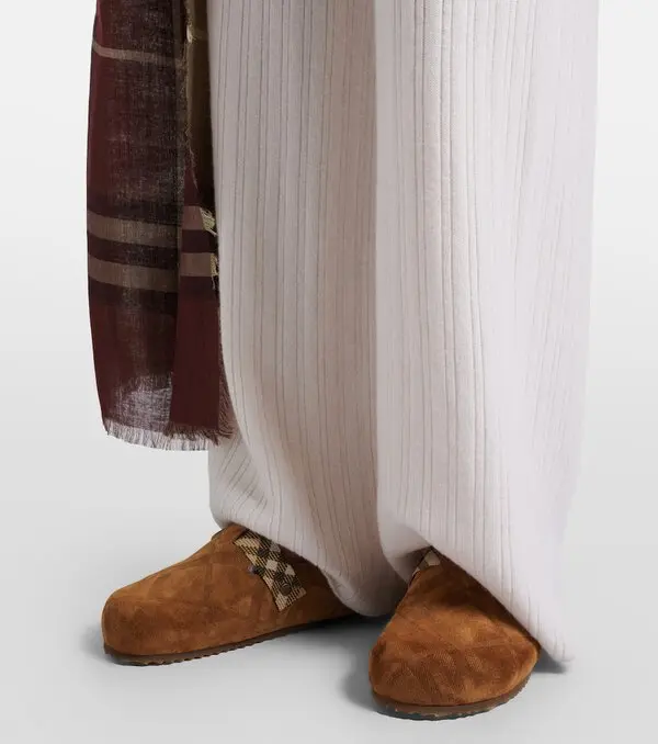 Burberry Shearling-lined Suede Clogs - Brown