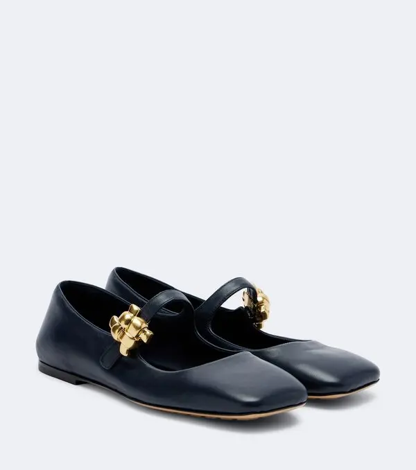 Bottega Veneta Embellished Mary Jane Flats - Black