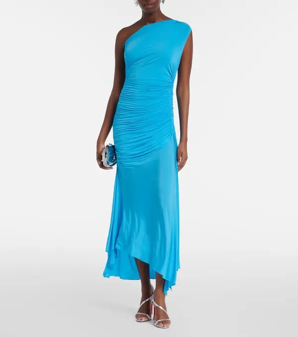 Alex Perry Gathered Jersey Cocktail Dress - Blue