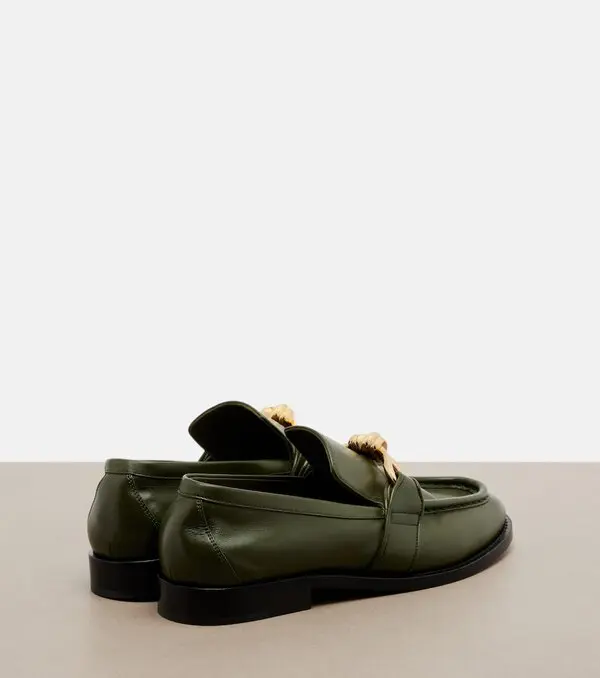 Bottega Veneta Astaire Knot Leather Loafers - Green
