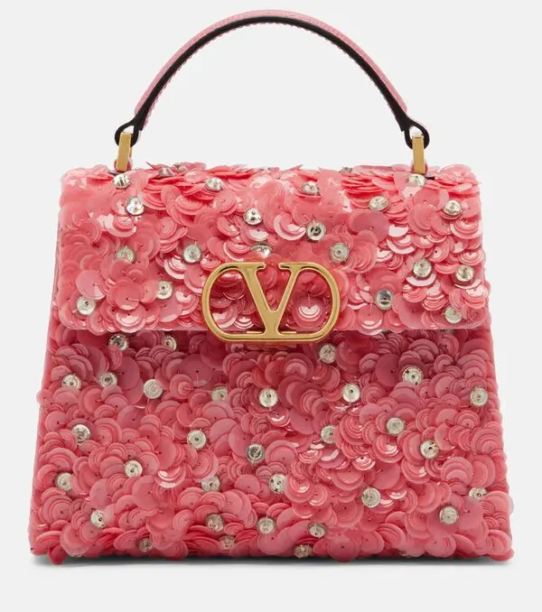 Valentino Garavani Vsling Mini Sequined Top-handle Bag - Pink