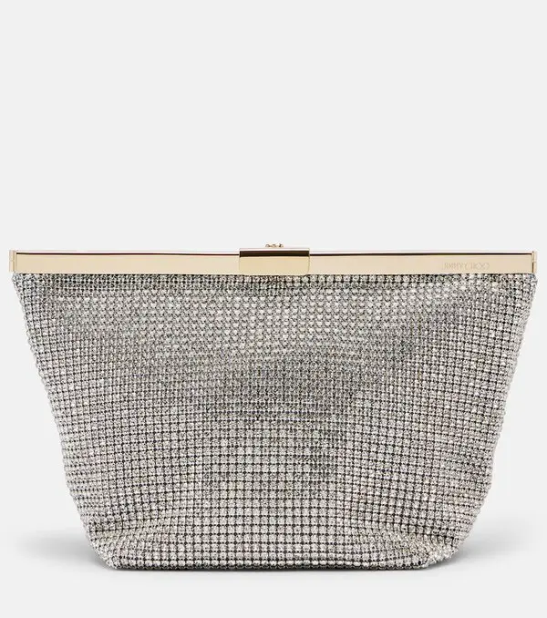 JIMMY CHOO Ganache Embellished Clutch - Silver
