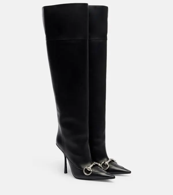 Gucci Boulevard Horsebit Leather Knee-high Boots - Black