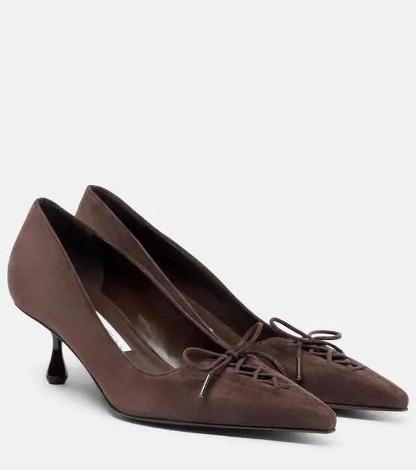JIMMY CHOO Scarlett Suede Pointed Toe Pumps - Brown