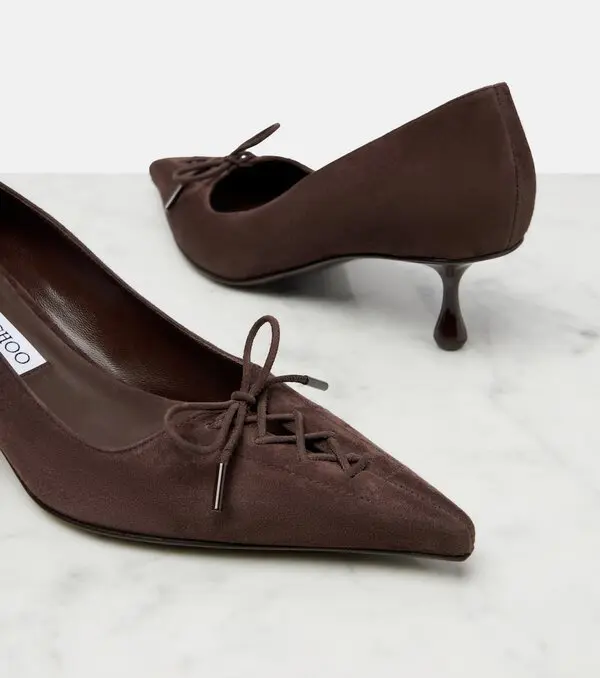 JIMMY CHOO Scarlett Suede Pointed Toe Pumps - Brown