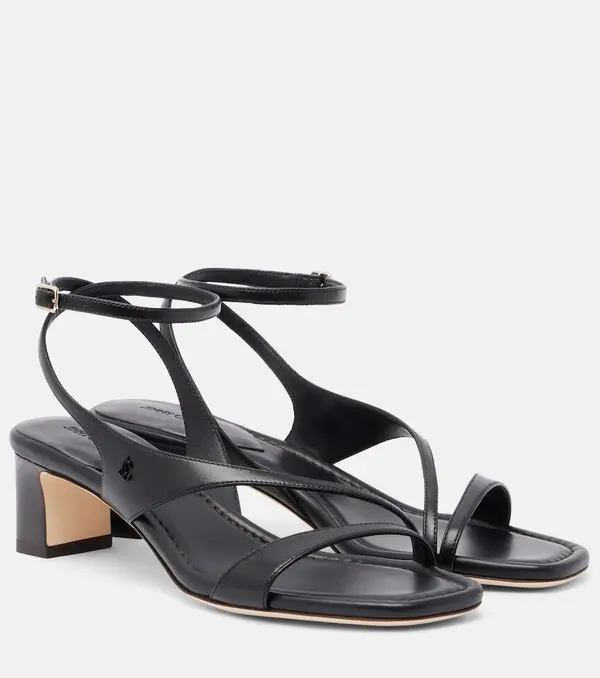 JIMMY CHOO Faye Leather Slingback Sandals - Black