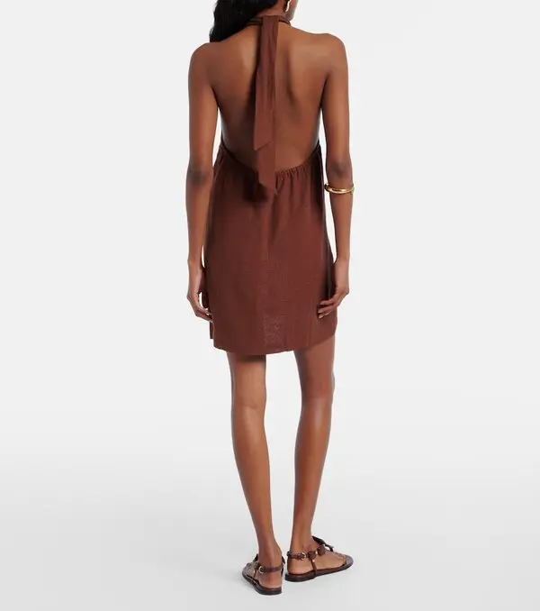 VIX PAULA HERMANNY Astera Halterneck Linen-blend Minidress