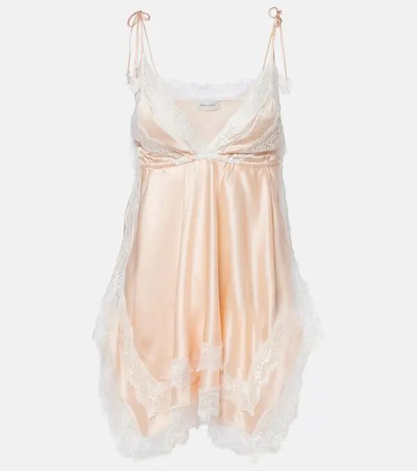 Magda Butrym Lace-trimmed Silk Satin Camisole - Orange