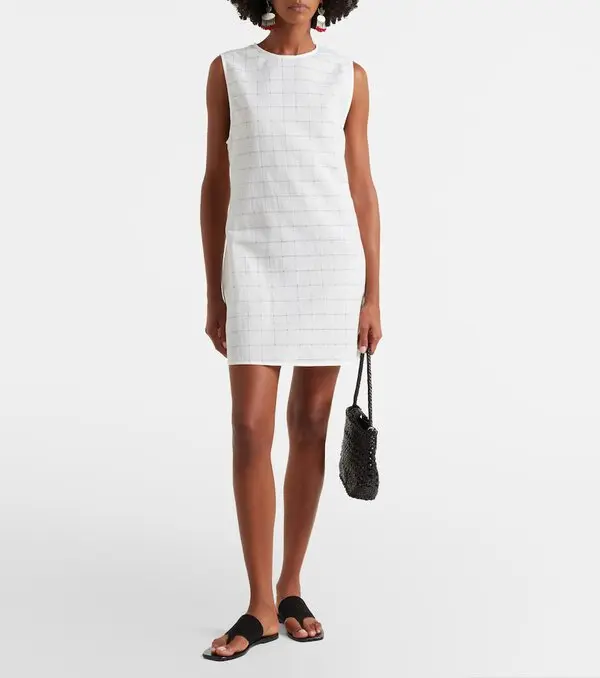 Asceno Sintra Checked Linen And Cotton Minidress