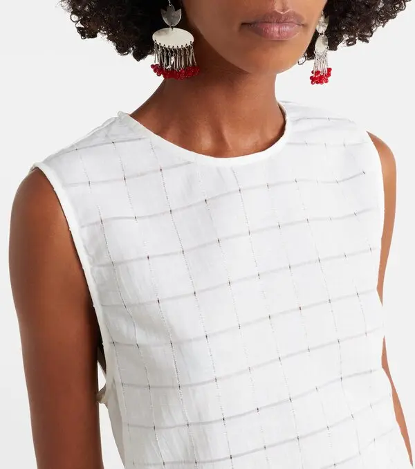 Asceno Sintra Checked Linen And Cotton Minidress