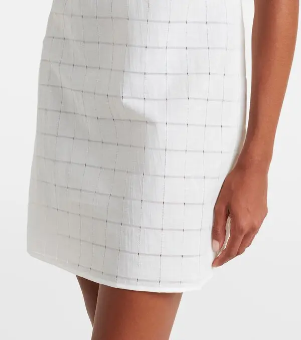 Asceno Sintra Checked Linen And Cotton Minidress