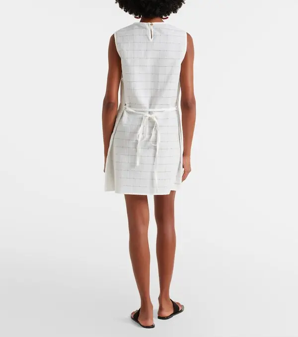 Asceno Sintra Checked Linen And Cotton Minidress