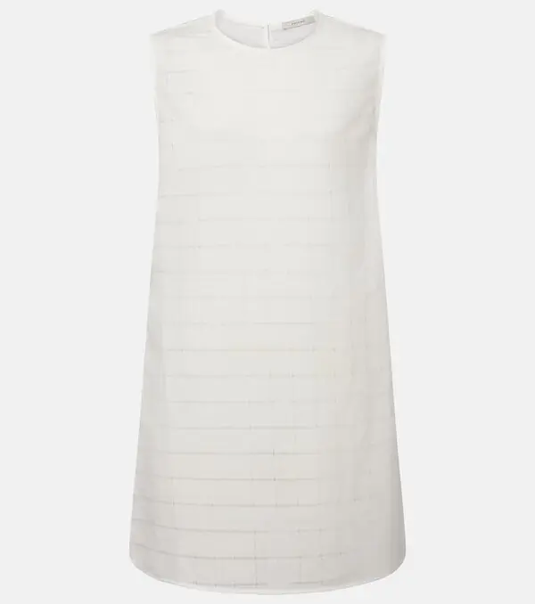 Asceno Sintra Checked Linen And Cotton Minidress - White