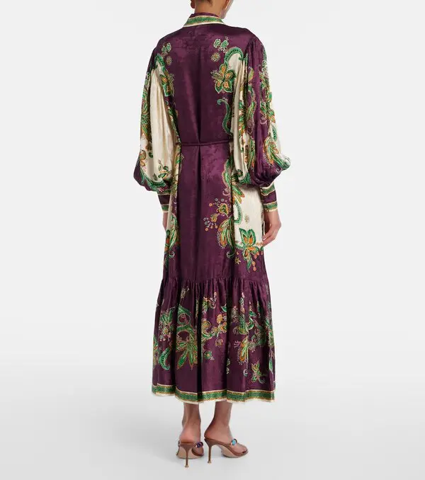 ALEMAIS Ruthie Floral Silk Shirt Dress - Purple