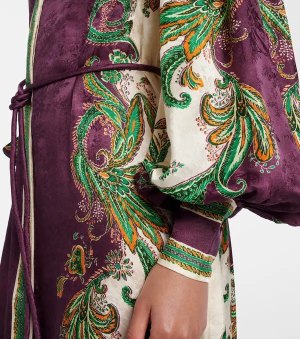 ALEMAIS Ruthie Floral Silk Shirt Dress - Purple