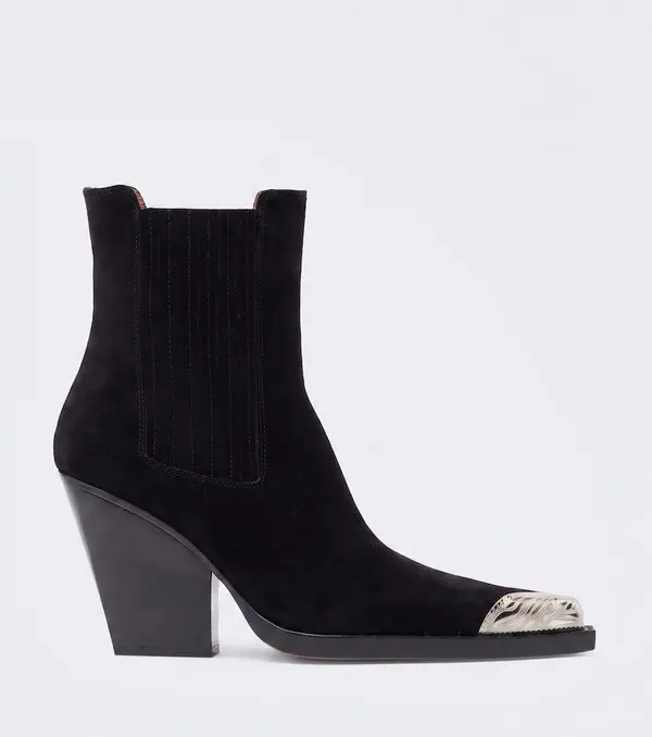 Paris Texas Dallas Embellished Suede Ankle Boots