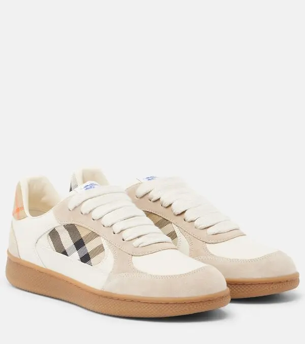 Burberry Terrace" Leather And Suede Sneakers - Beige