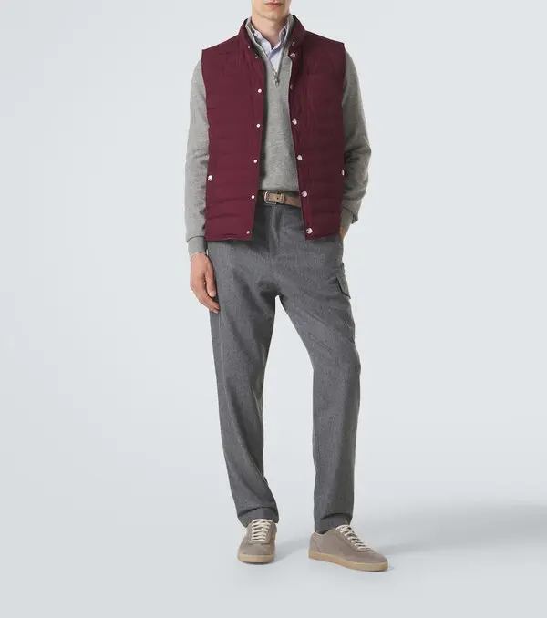 Brunello Cucinelli Technical Down Vest - Burgundy