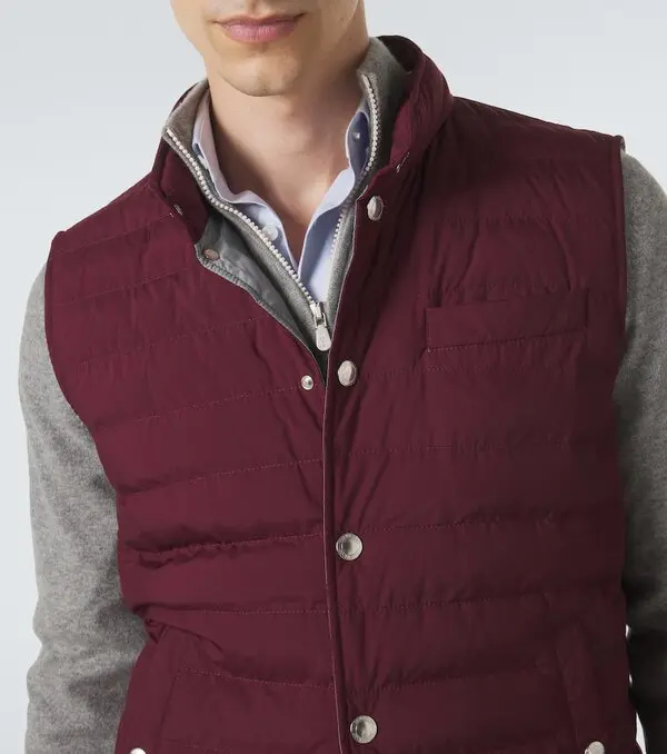 Brunello Cucinelli Technical Down Vest - Burgundy