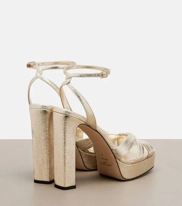 JIMMY CHOO Kove Platform Sandals In Platinum