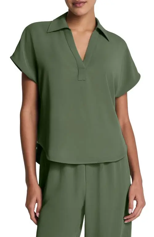 Spanx Oversize Short Sleeve Collared Shirt - Eucalyptus