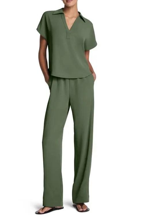Spanx Oversize Short Sleeve Collared Shirt - Eucalyptus