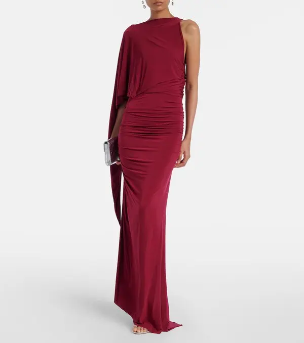 Alex Perry Asymmetric Gathered Jersey Gown