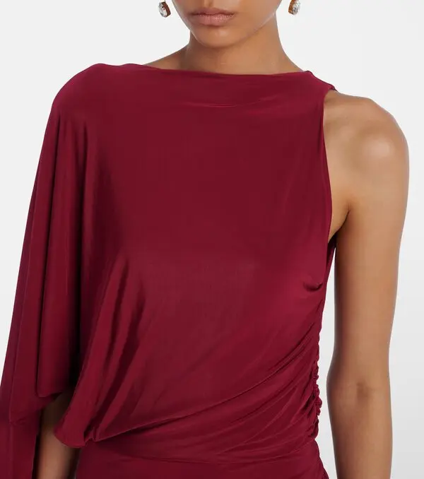 Alex Perry Asymmetric Gathered Jersey Gown