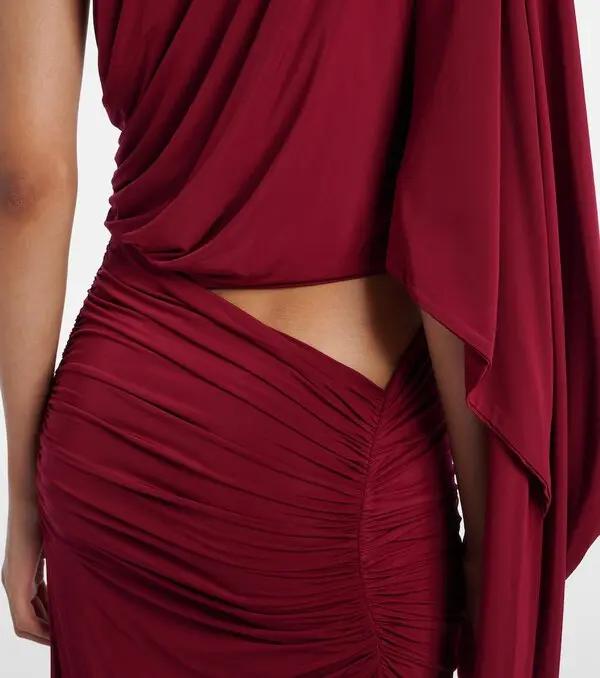 Alex Perry Asymmetric Gathered Jersey Gown