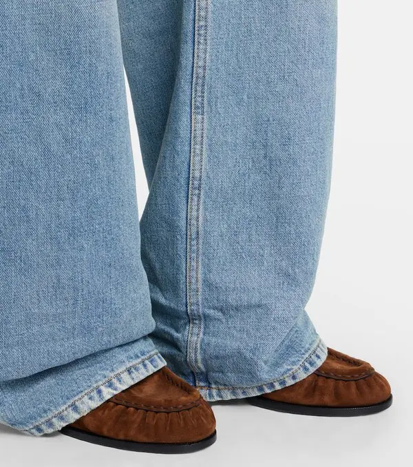Saint Laurent Le Loafer Cassandre Suede Mules - Brown