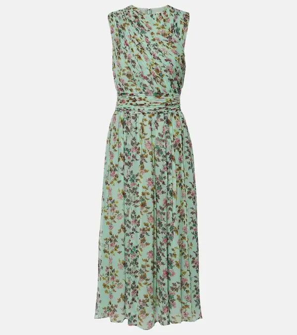 Ulla Johnson Celestina Floral Draped Silk Midi Dress - Multicoloured