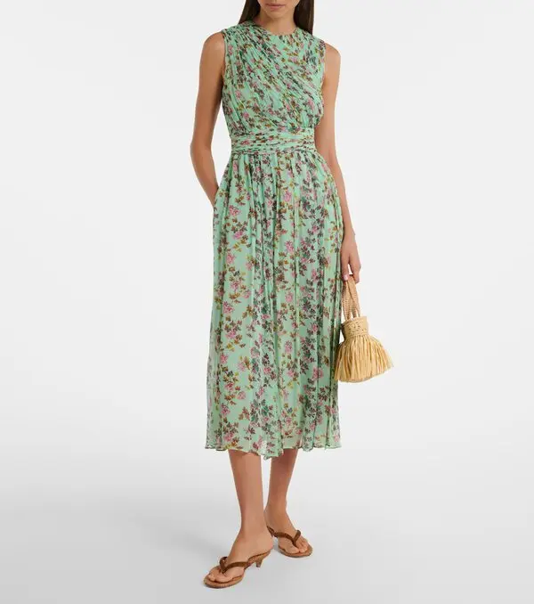 Ulla Johnson Celestina Floral Silk Chiffon Midi Dress