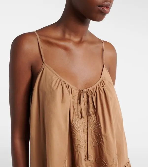 JULIET DUNN Embroidered Cotton Mini Dress - Beige