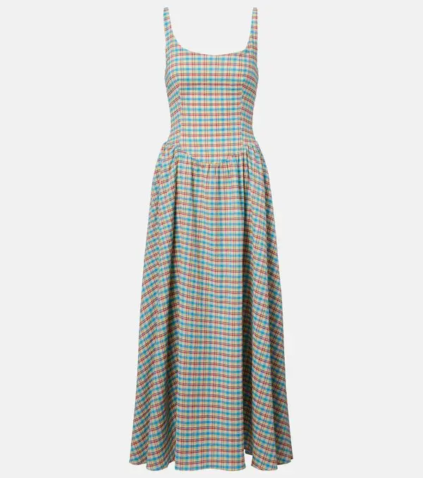 Faithfull The Brand Chiara Checked Cotton-blend Midi Dress - Multicoloured