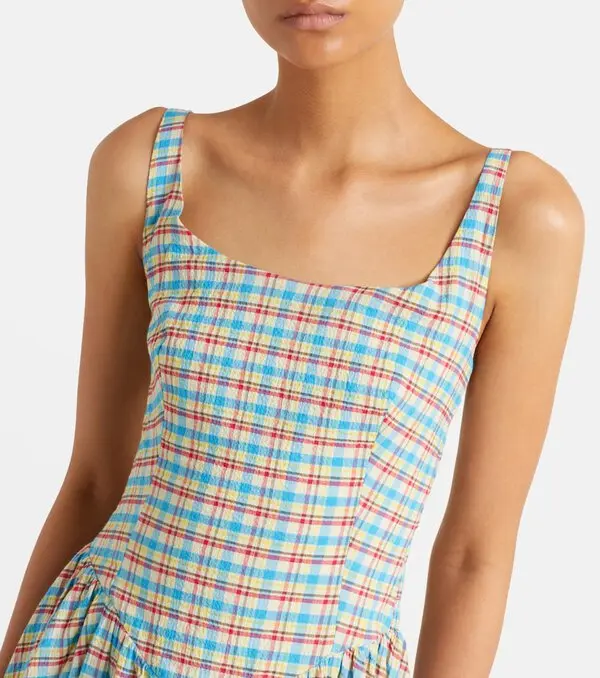 Faithfull The Brand Chiara Checked Cotton-blend Midi Dress