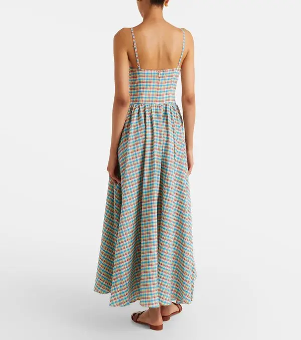 Faithfull The Brand Chiara Checked Cotton-blend Midi Dress