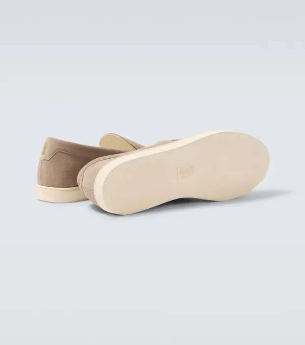 Brunello Cucinelli Chevron Suede Slip-on Shoes