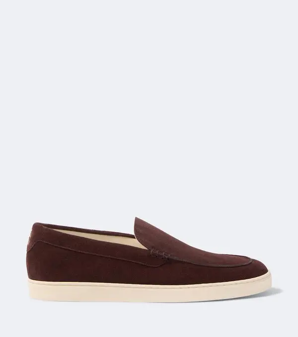Brunello Cucinelli Chevron Suede Slip-on Shoes - Brown
