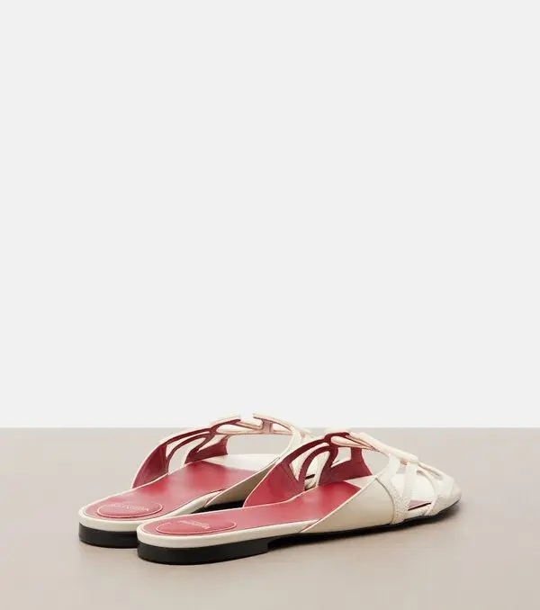 Valentino Garavani Wonderweb Vlogo Leather Slides - White