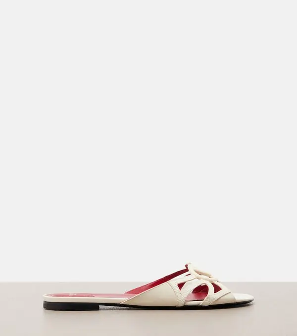 Valentino Garavani Wonderweb Vlogo Leather Slides - White
