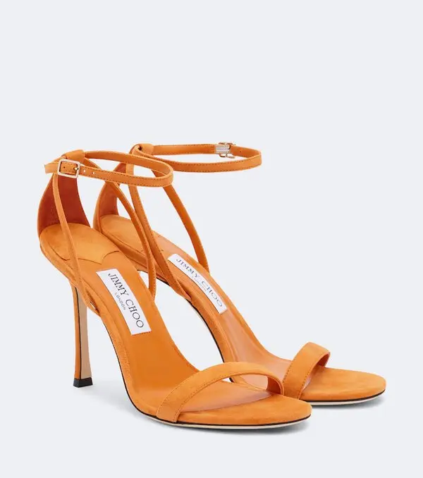 JIMMY CHOO Moza Suede Sandals - Orange