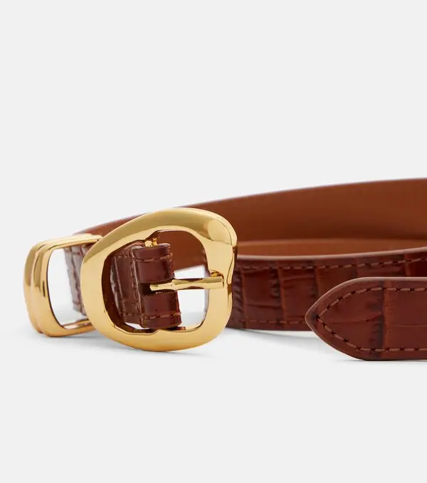 AMANU Tugela Croc-effect Leather Belt - Brown