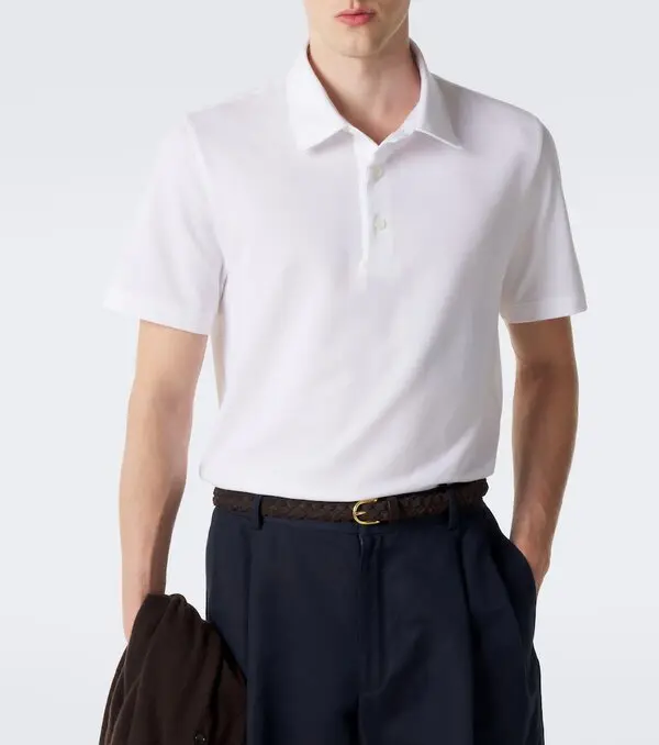 Brioni Cotton Piqué Polo Shirt - White