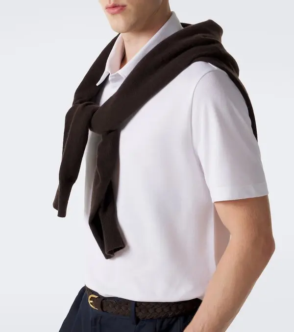 Brioni Cotton Piqué Polo Shirt - White