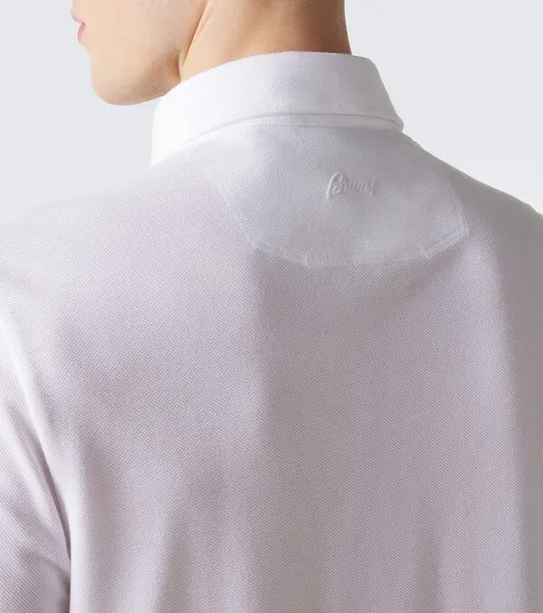 Brioni Cotton Piqué Polo Shirt - White