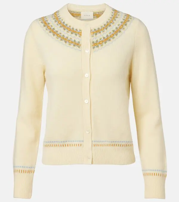 DÔEN Olympe Fair Isle Wool-blend Cardigan - Yellow