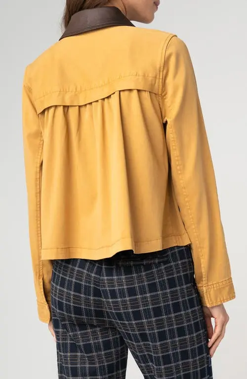 LIVERPOOL Cropped Jacket With Faux Leather Collar