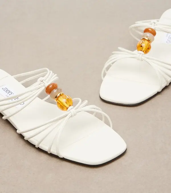 JIMMY CHOO Lova Beaded Sandals - White