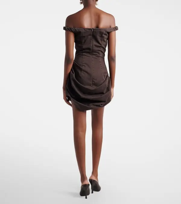 Magda Butrym Gathered Off-shoulder Denim Minidress